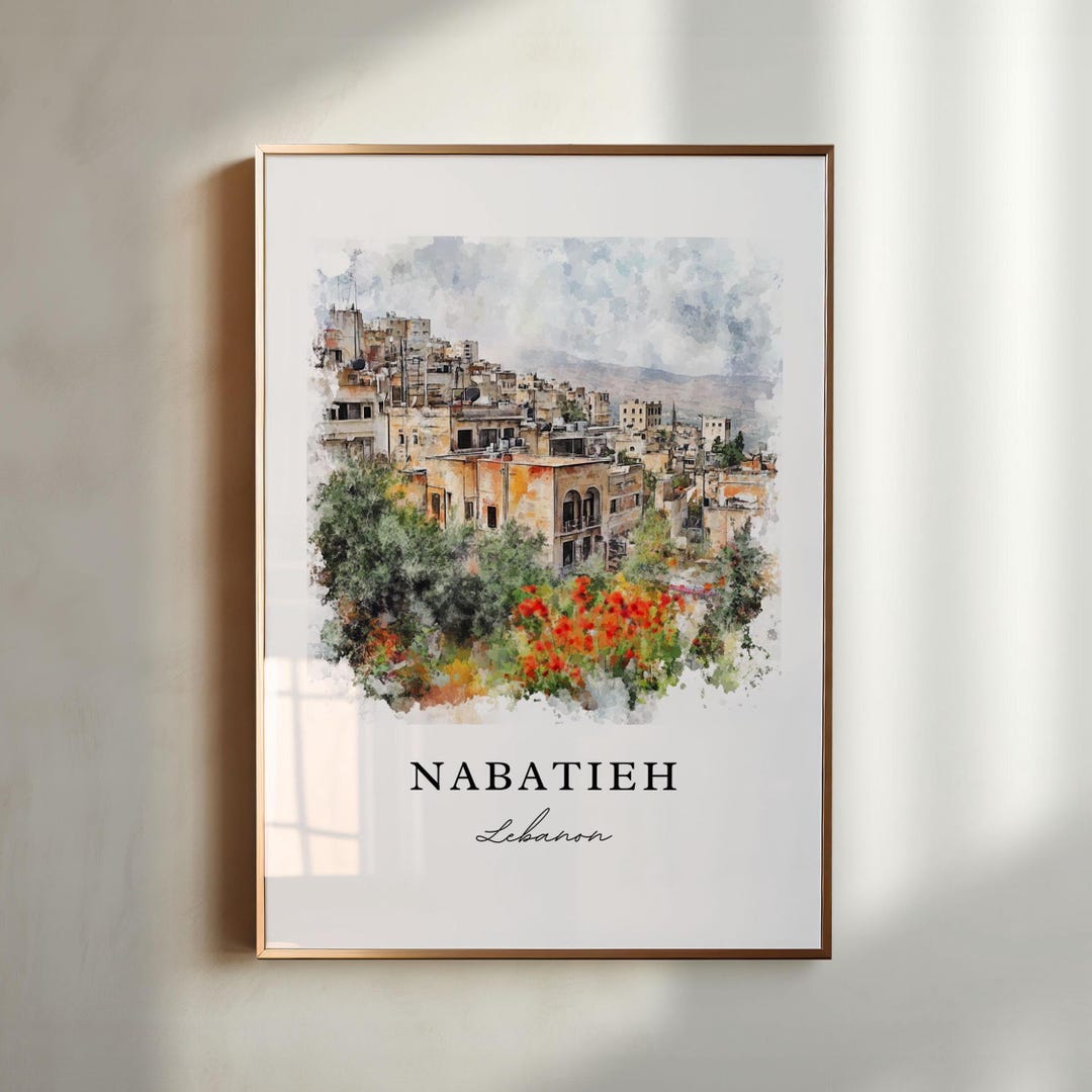 Nabatieh Wall Art, Nabatieh Print, Nabatieh Watercolor Art, Nabatîyé ...