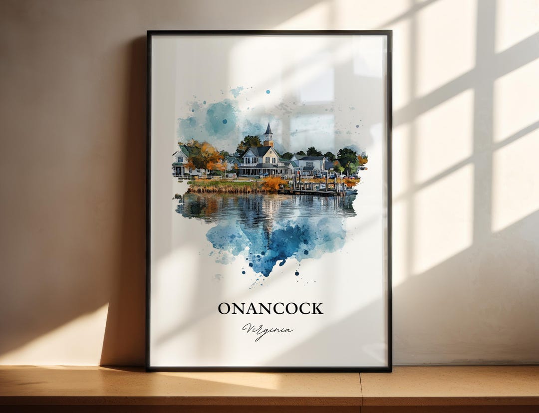 Onancock VA Wall Art, Accomack County Print, Onancock Watercolor Art, Onancock Virginia Gift ...