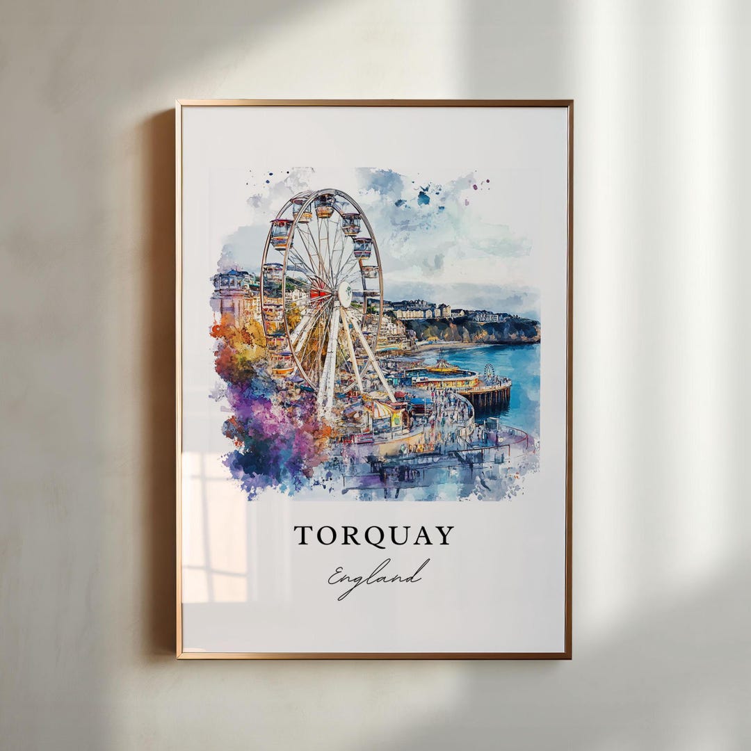 Torquay Wall Art, Torquay Print, Torquay Watercolor Art, Devon England ...