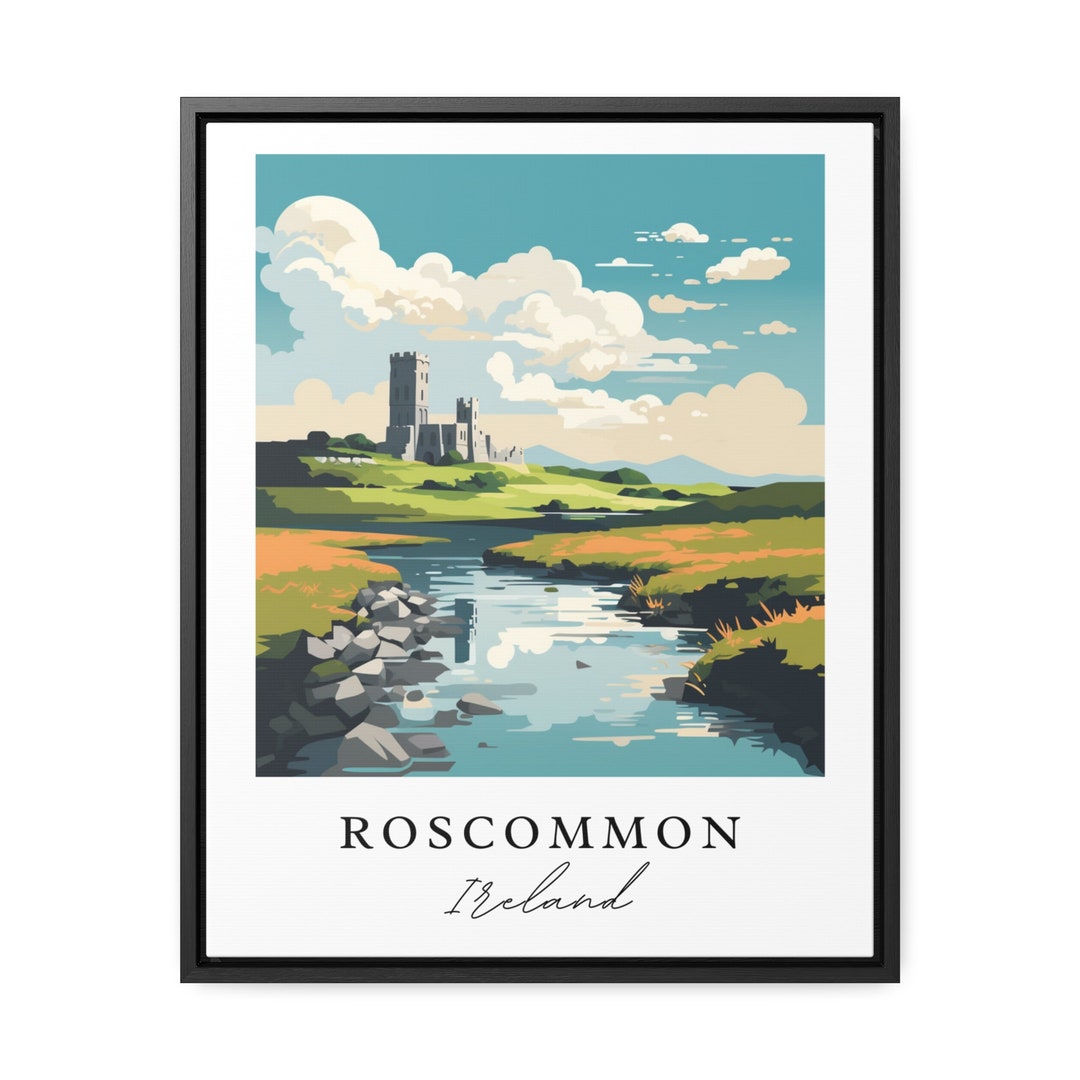 Roscommon Traditional Travel Art - Ireland, Roscommon Poster, Wedding ...