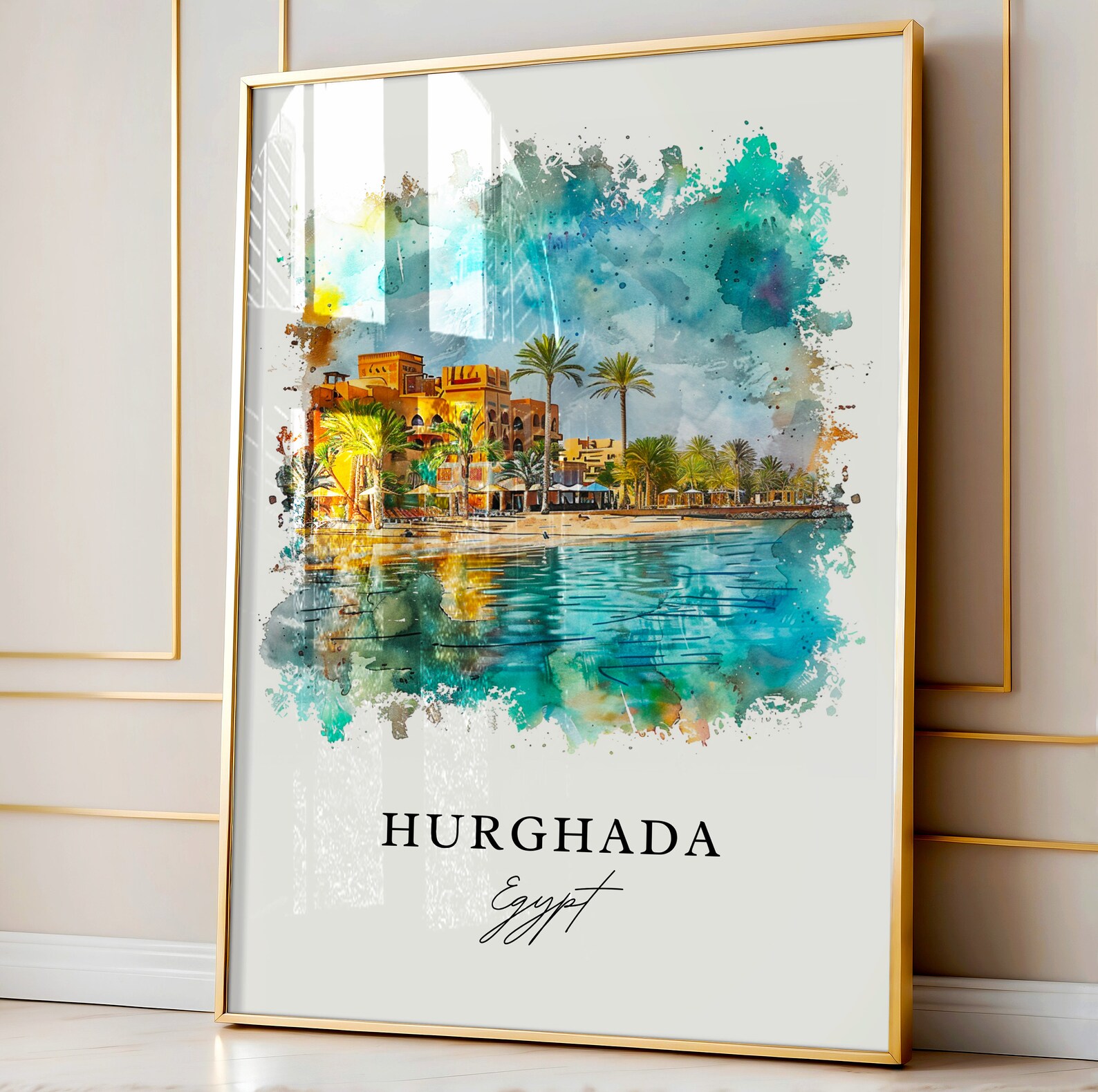 Hurghada Egypt Watercolor Travel Poster, Archival Print - Etsy