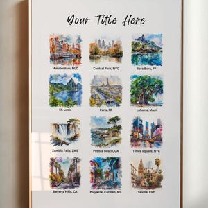Personalized Travel Destinations Print, Study Abroad Art, Holiday ...