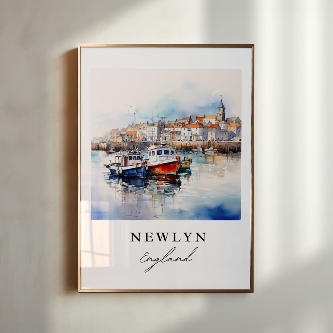 Newlyn England Watercolor Art Print, Cornwall Travel Poster - Etsy