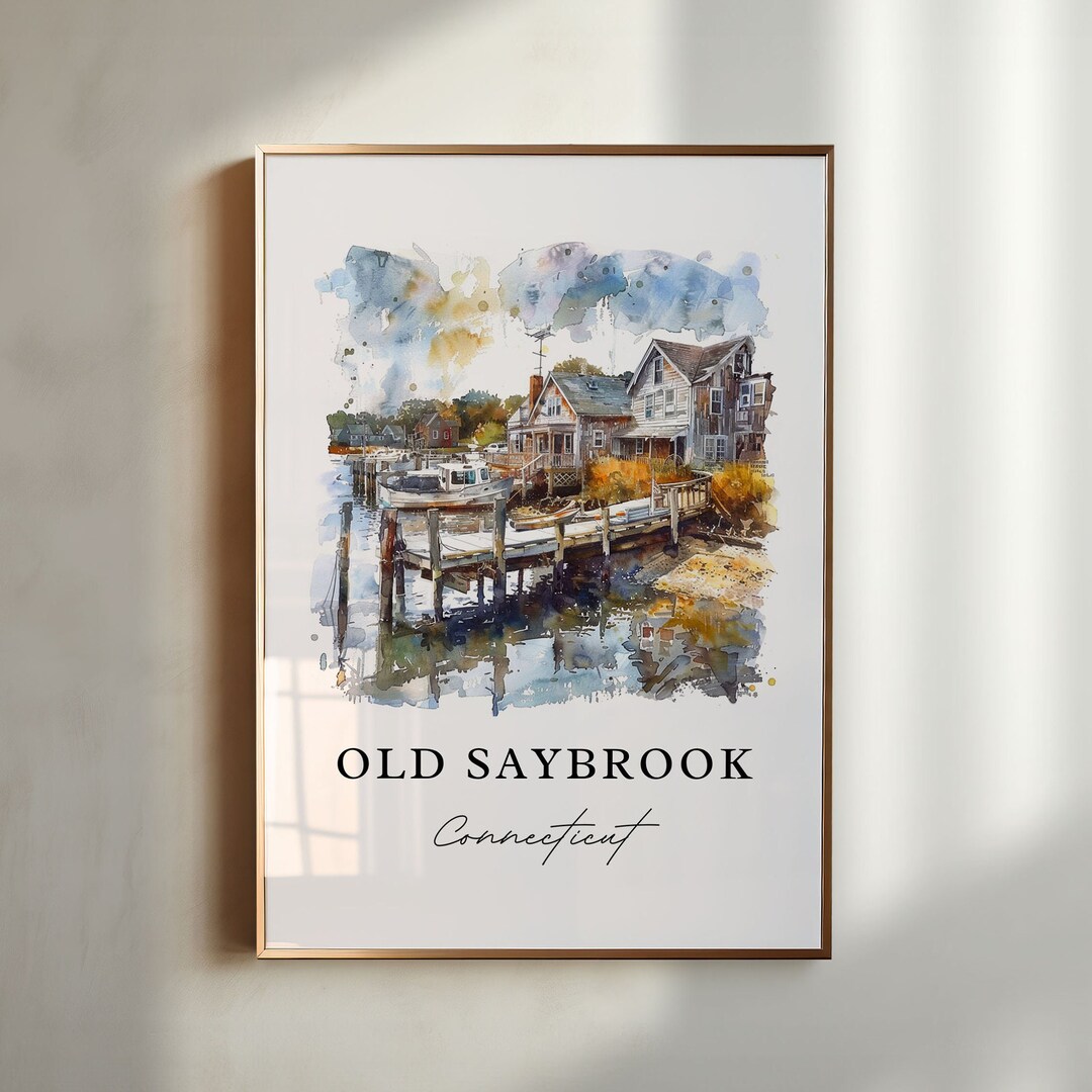 Old Saybrook CT Wall Art, Middlesex County Print, Old Saybrook ...
