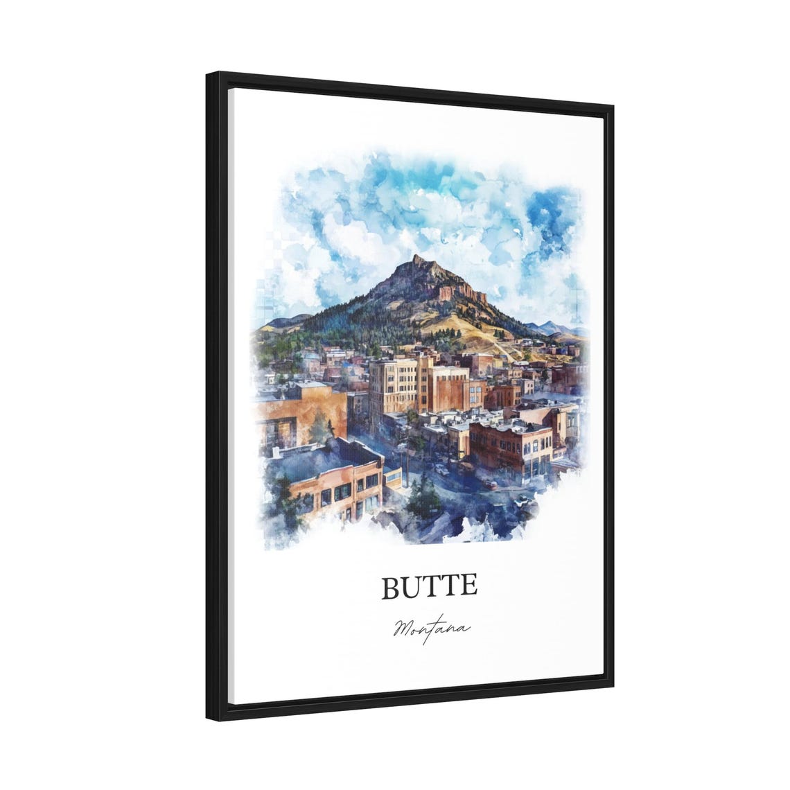 Butte MT Wall Art, Silver Bow County Print, Montana Watercolor Art ...