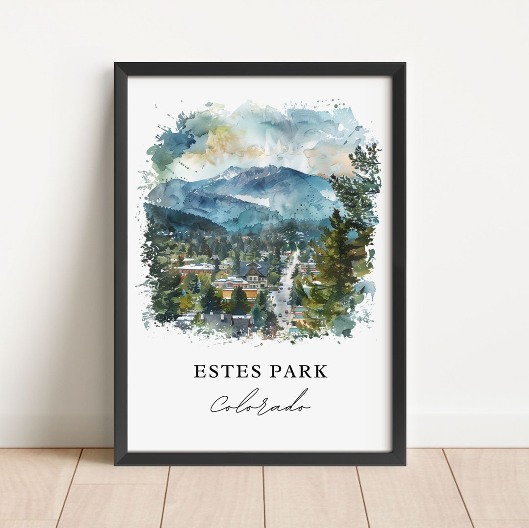 Estes Park CO Wall Art, Estes Park Print, Estes Park Watercolor, Estes ...