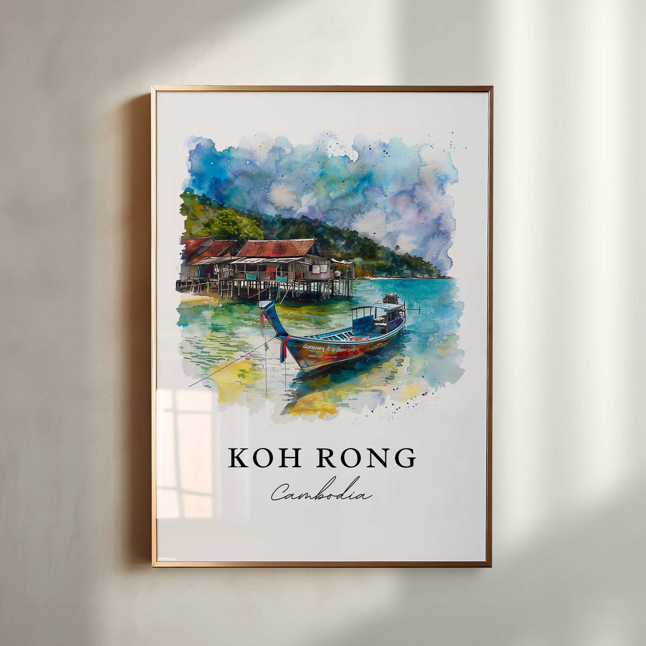 Koh Rong Wall Art, Koh Rong Print, Cambodia Watercolor Art, Koh Rong ...