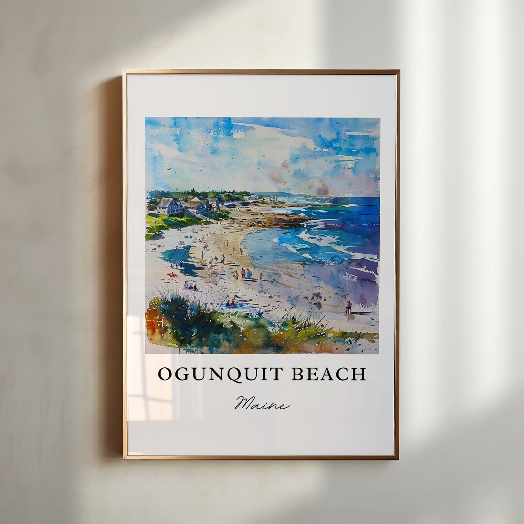Ogunquit Beach Wall Art, Ogunquit Maine Print, Ogunquit Watercolor, Ogunquit Beach ME Gift ...