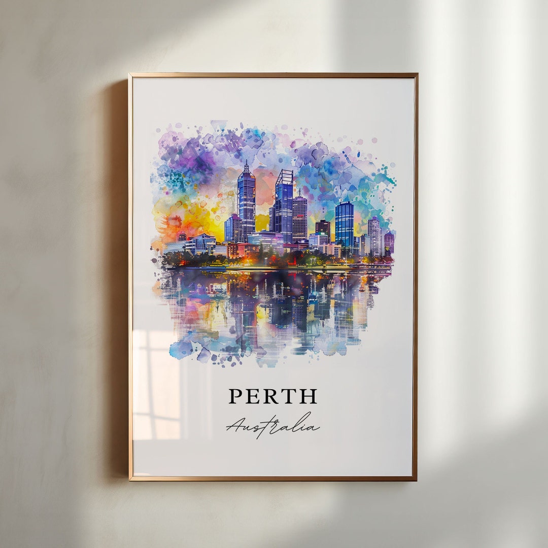 Perth Australia Wall Art, Perth Print, Perth Watercolor, Perth ...