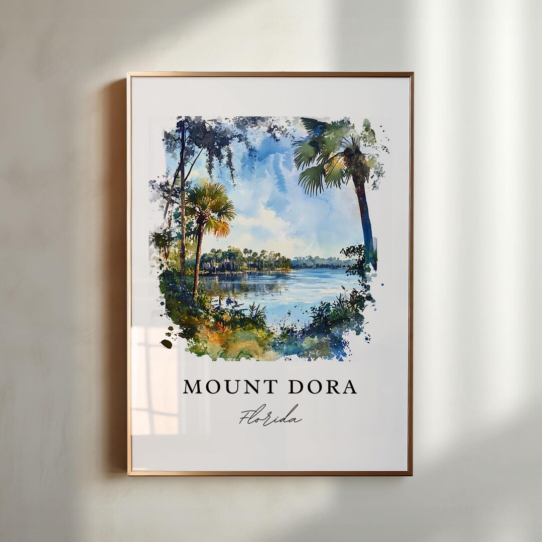 Mount Dora FL Wall Art, Mt Dora Print, Central Florida Watercolor Art ...