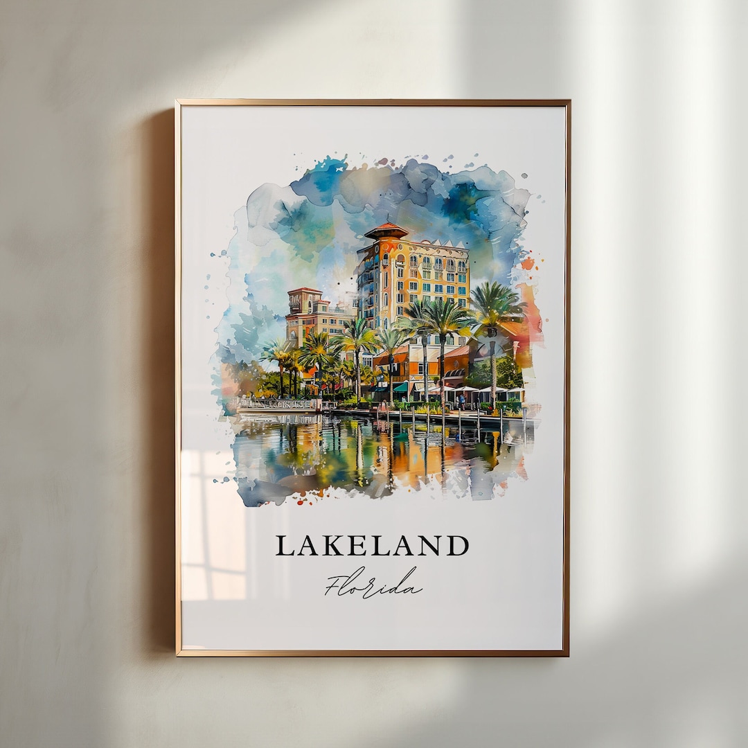 Lakeland FL Wall Art, Lakeland Print, Lakeland Florida Watercolor Art ...
