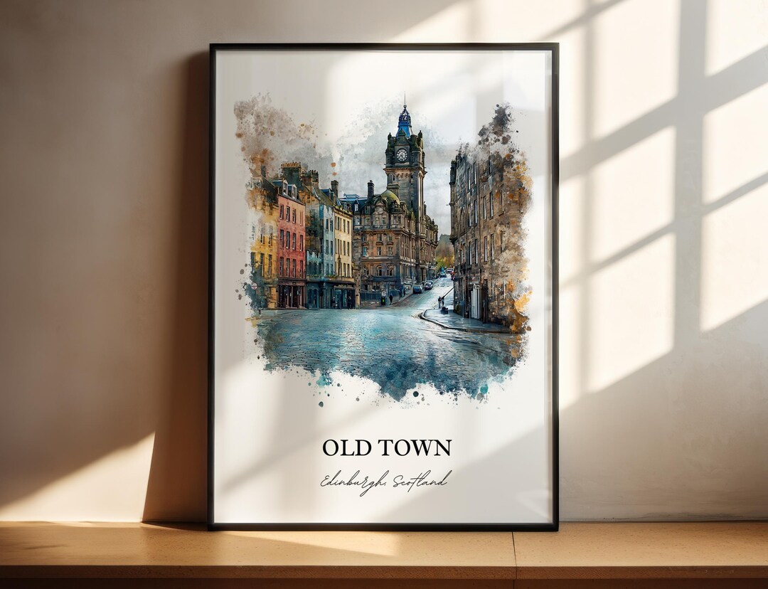 Edinburgh Wall Art, Edinburgh Print, Old Town Edinburgh Watercolor Art ...