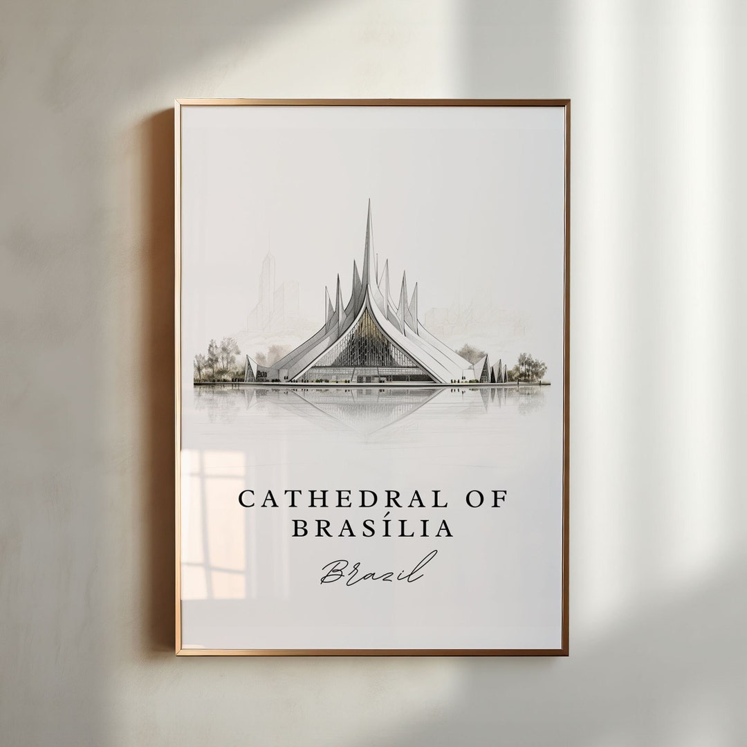 Cathedral of Brasilia Travel Art Brazil, Cathedral De Brasilia Poster ...