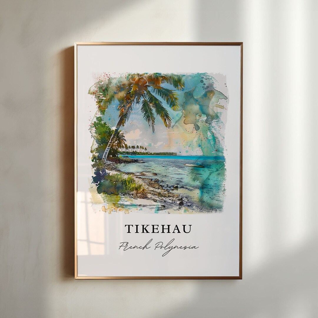 Tikehau Wall Art, Porutu-kai Print, French Polynesia Watercolor Art ...