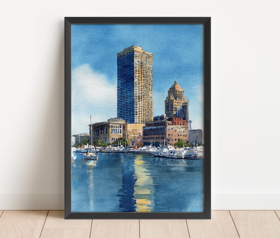 Milwaukee WI Watercolor Art Milwaukee Travel Print Milwaukee Wisconsin ...