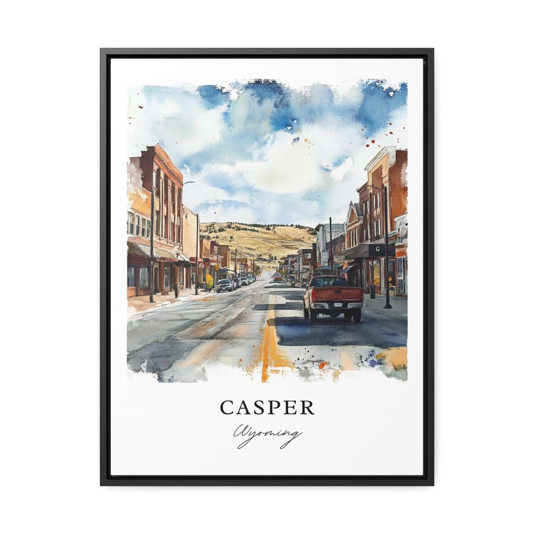 Casper WY Wall Art, Casper Wyoming Print, Wyoming Watercolor Art ...