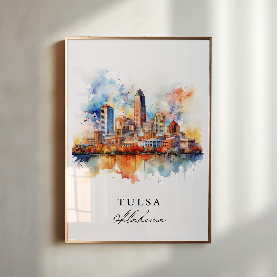 Tulsa OK Wall Art, Tulsa Print, Tulsa Watercolor Art, Tulsa Oklahoma ...