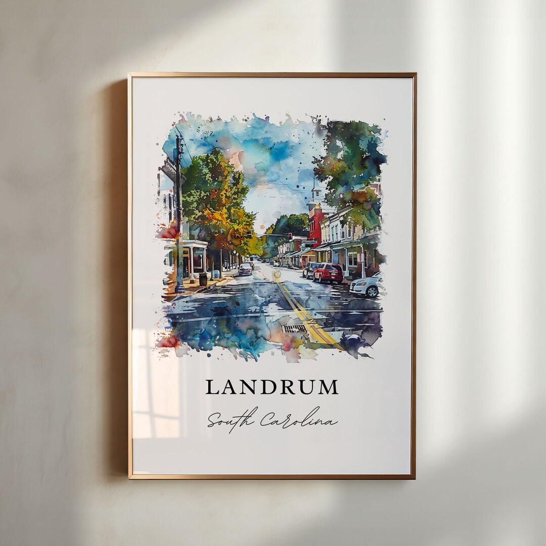 Landrum SC Wall Art, Landrum Print, Spartanburg SC Watercolor Art ...