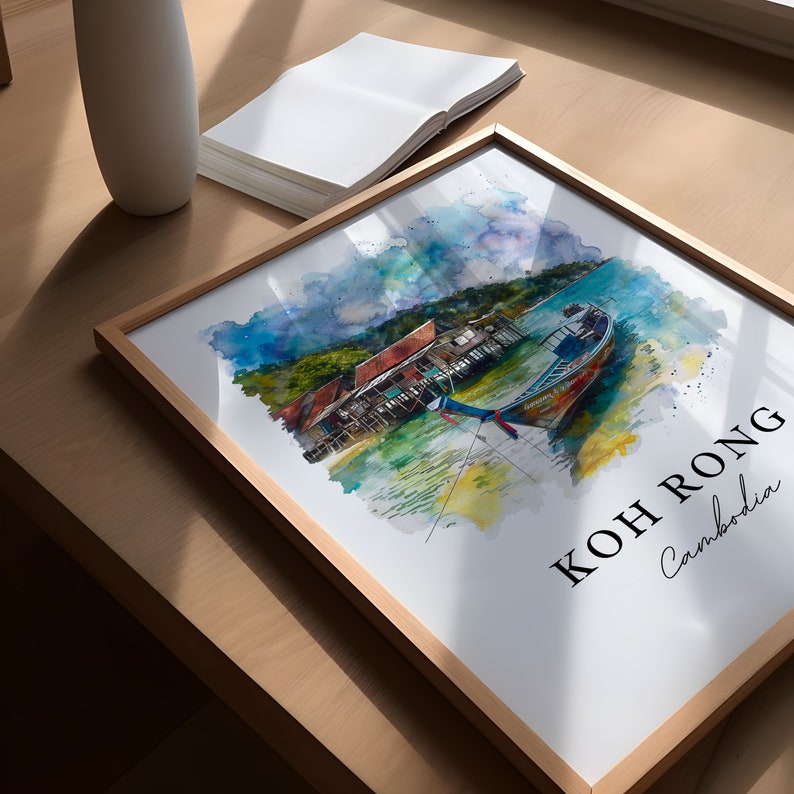 Koh Rong Wall Art, Koh Rong Print, Cambodia Watercolor Art, Koh Rong ...
