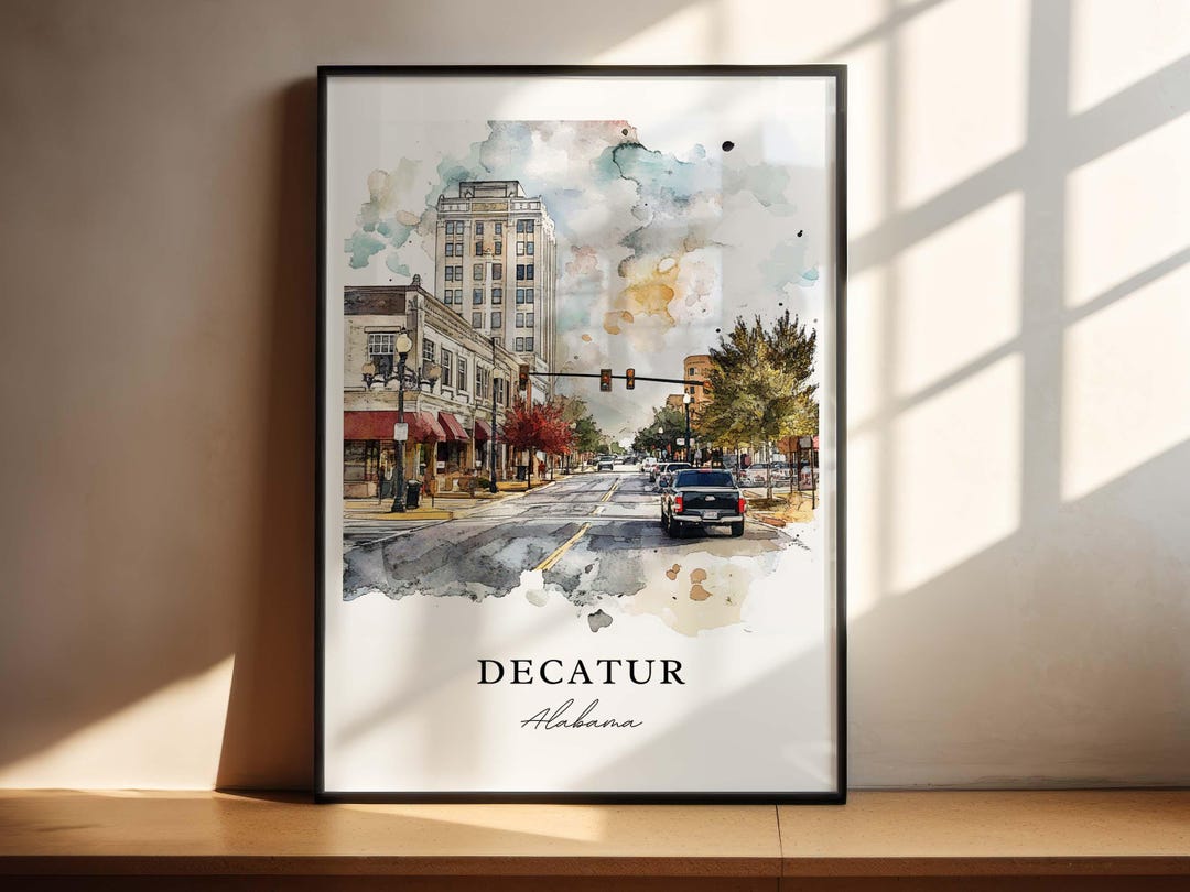 Decatur AL Wall Art, Decatur Alabama Print, Decatur Watercolor Art ...