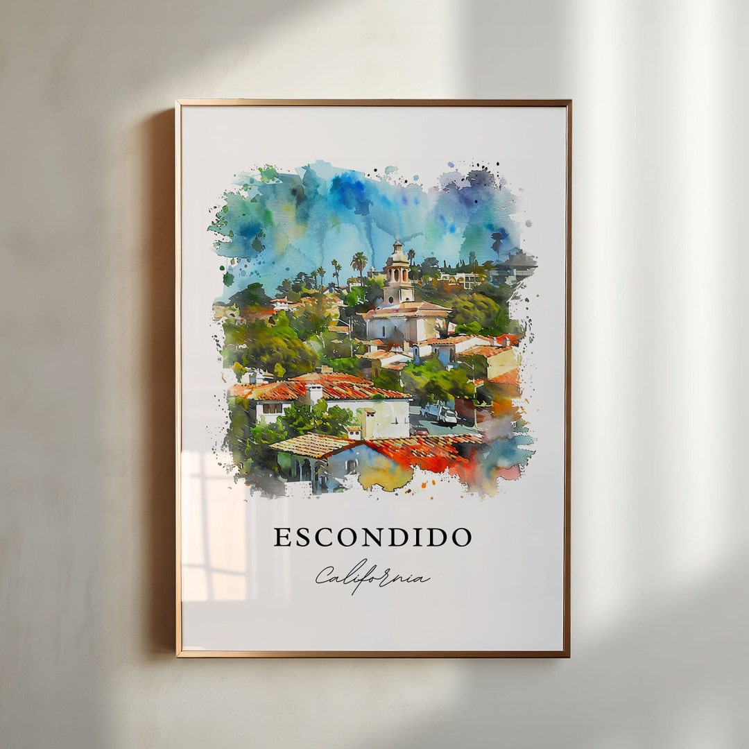 Escondido Wall Art, Escondido California Print, Escondido Watercolor ...
