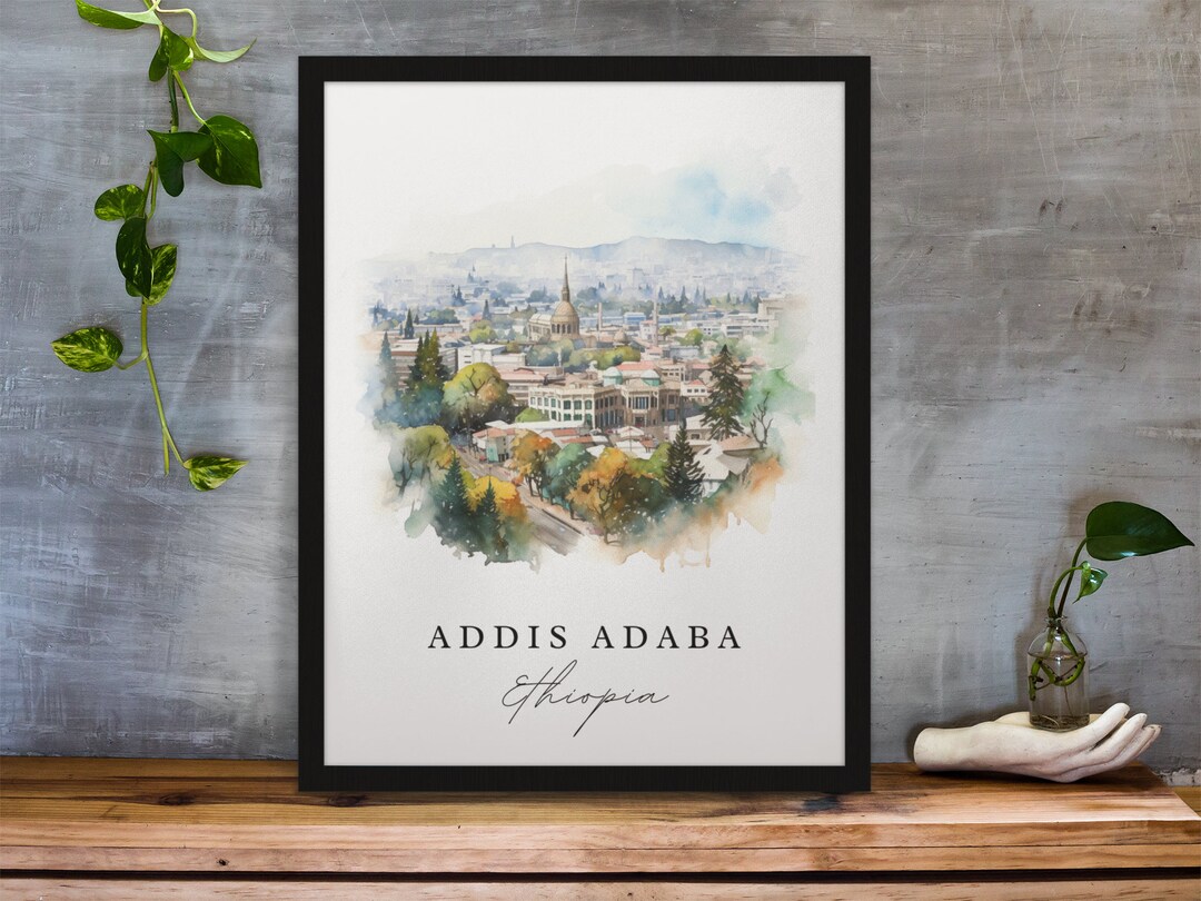 Addis Ababa Watercolor Travel Art Ethiopia, Addis Ababa Poster, Wedding ...