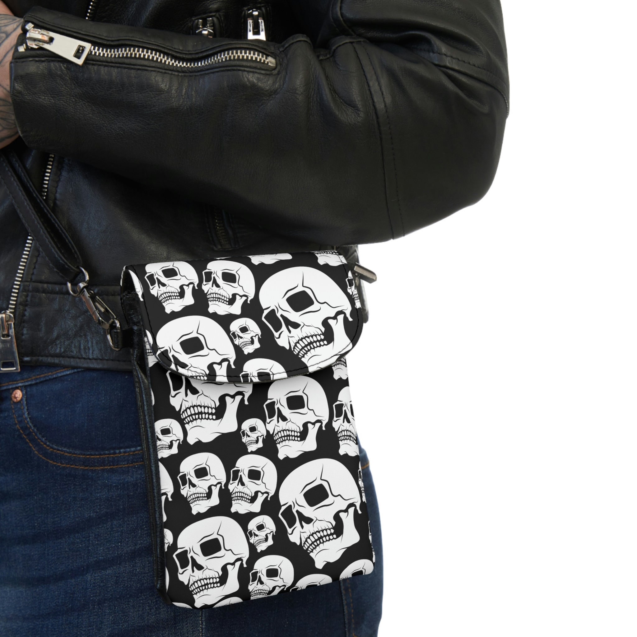 Cell Phone Wallet Purse Skull Gothic Cell Phone Holder Punk Crossbody ...