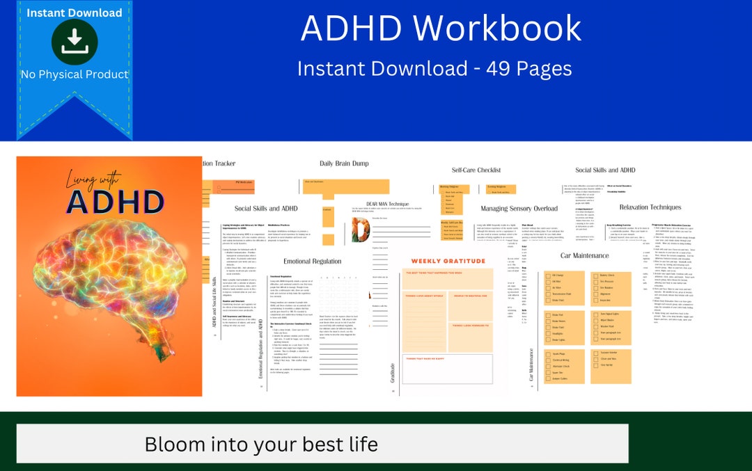 ADHD Workbook | Attention Deficit Hyperactivity Disorder Worksheets ...