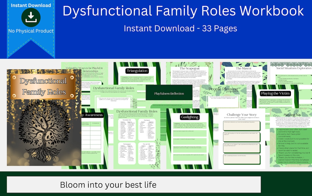 Dysfunctional Family Roles Workbook, Mental Health Printables, Therapy ...