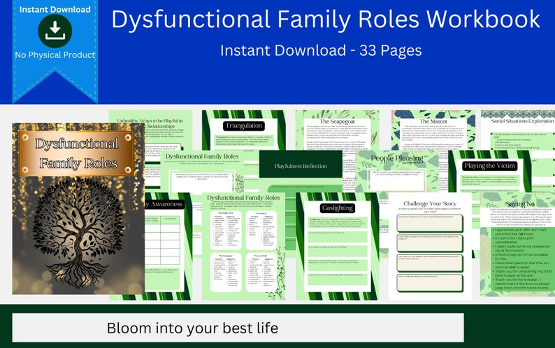 Dysfunctional Family Roles Workbook, Mental Health Printables, Therapy ...