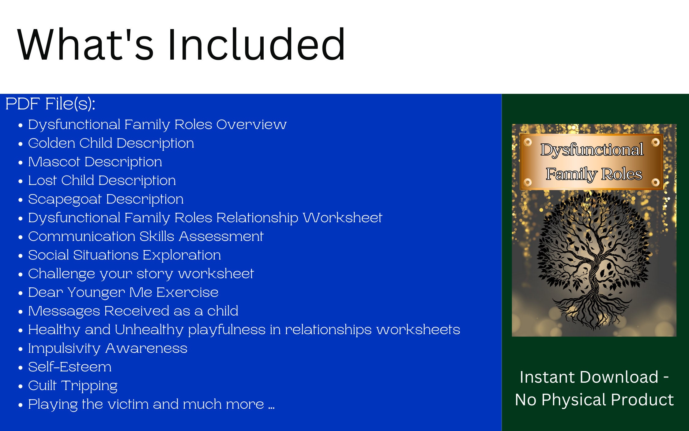 Dysfunctional Family Roles Workbook, Mental Health Printables, Therapy ...