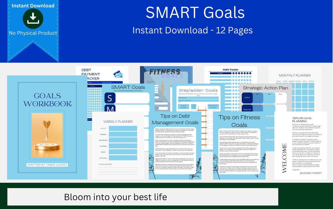 SMART Goal Printable Planner Mental Health SMART Goals Behavioral Health SMART Goals Emotional ...