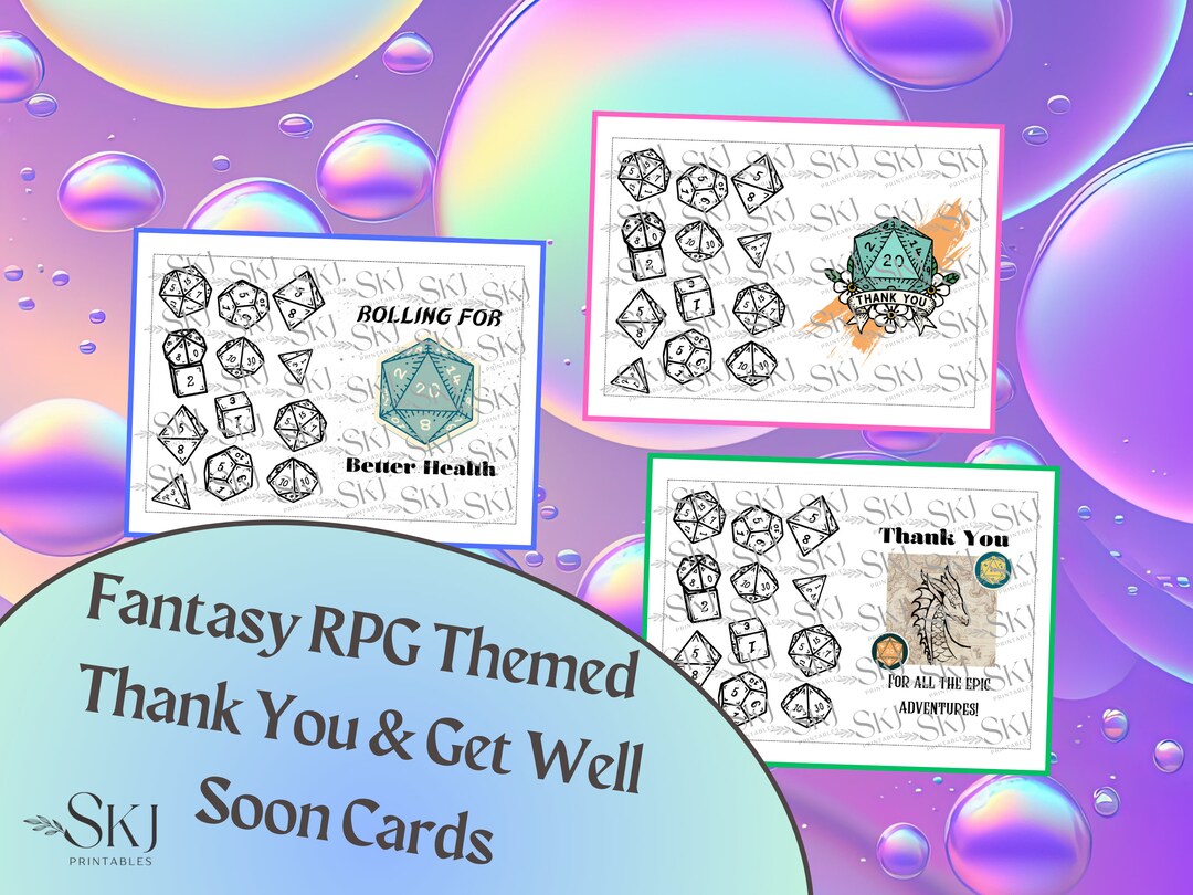 PRINTABLE Fantasy RPG Thank You & Get Well Soon Cards - TTRPG Thank You ...