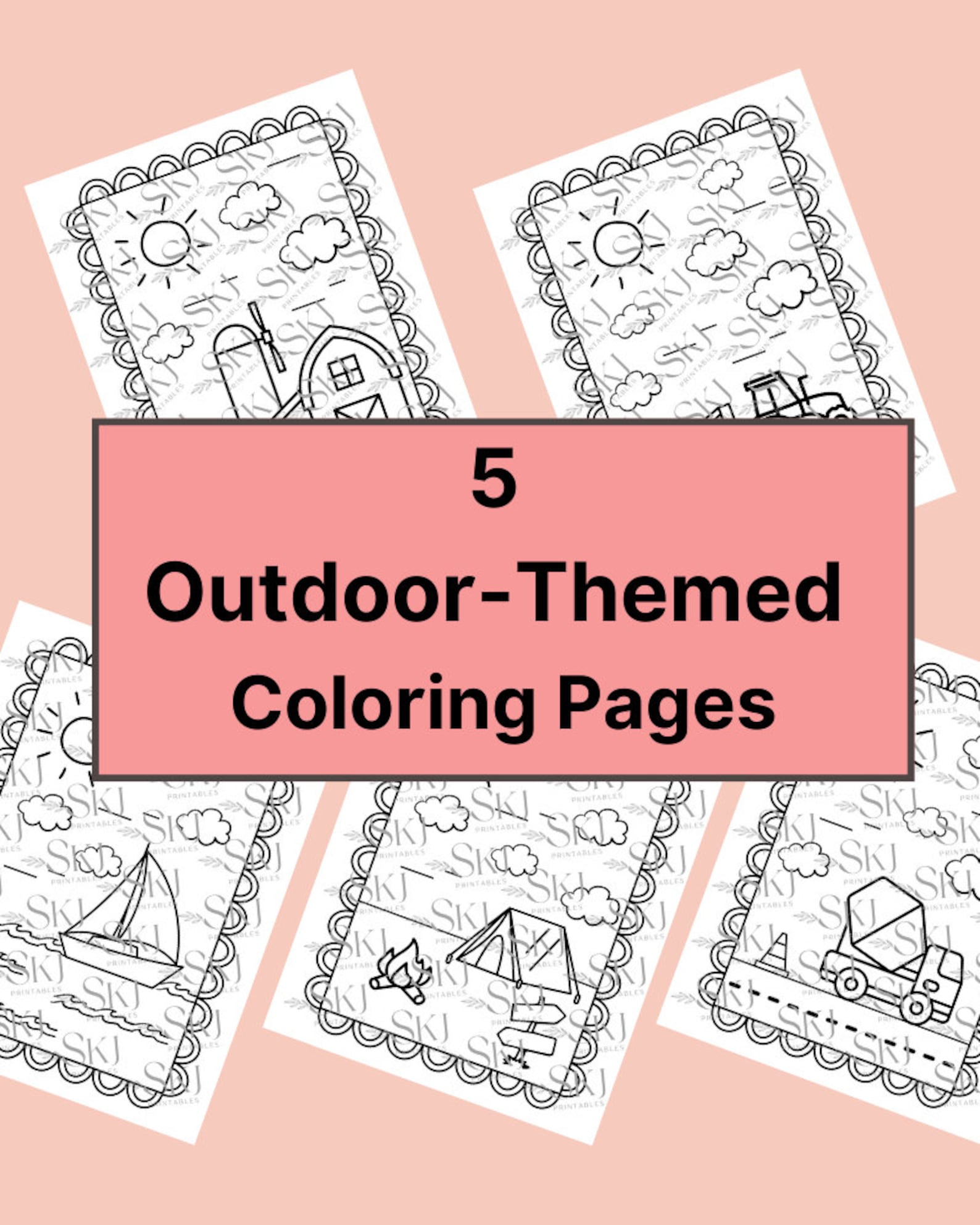 PRINTABLE Outdoor Themed Coloring Pages for Boys and Girls - Digital ...