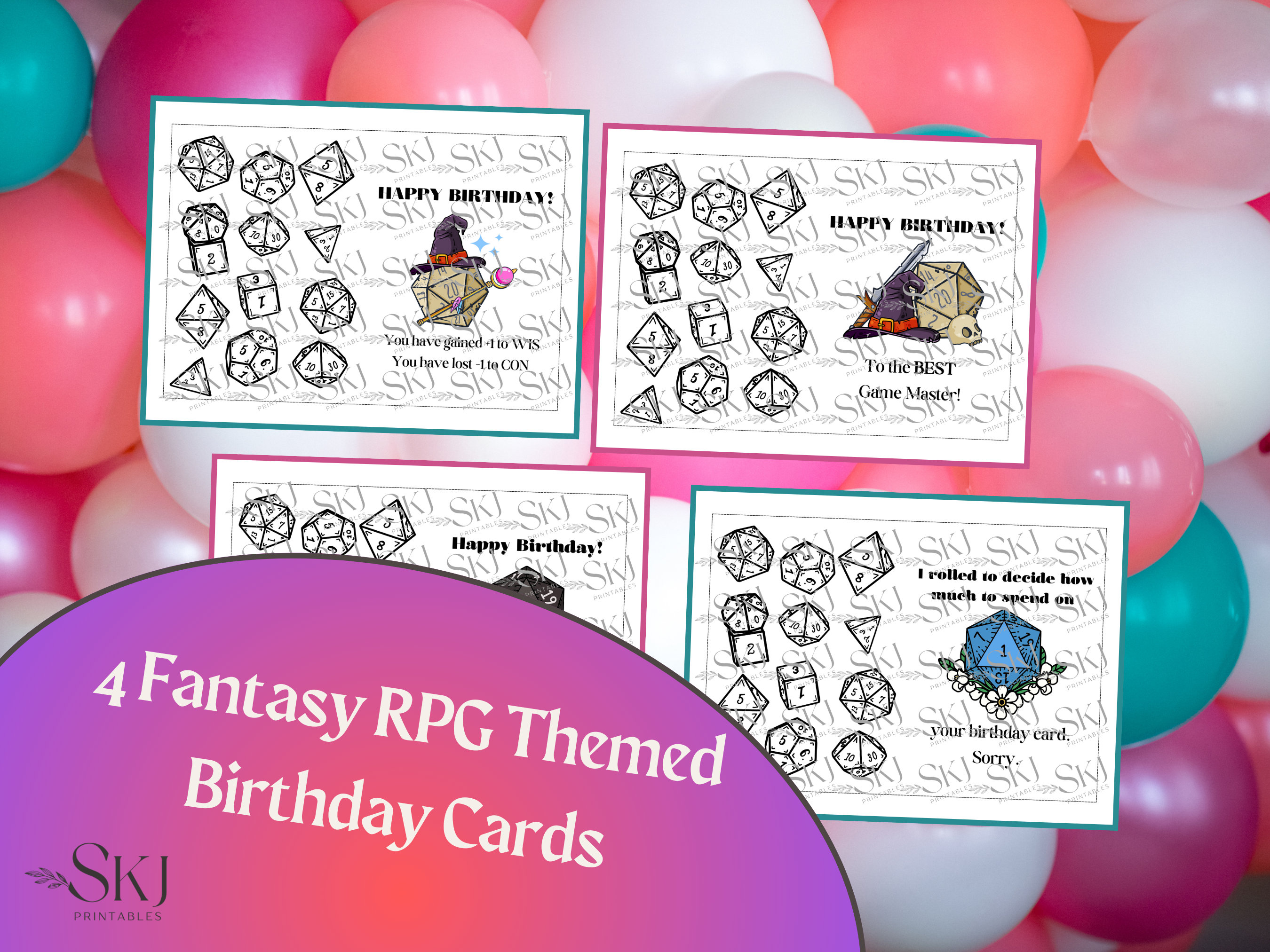 PRINTABLE Fantasy RPG Birthday Cards TTRPG Birthday Cards Dice Birthday ...
