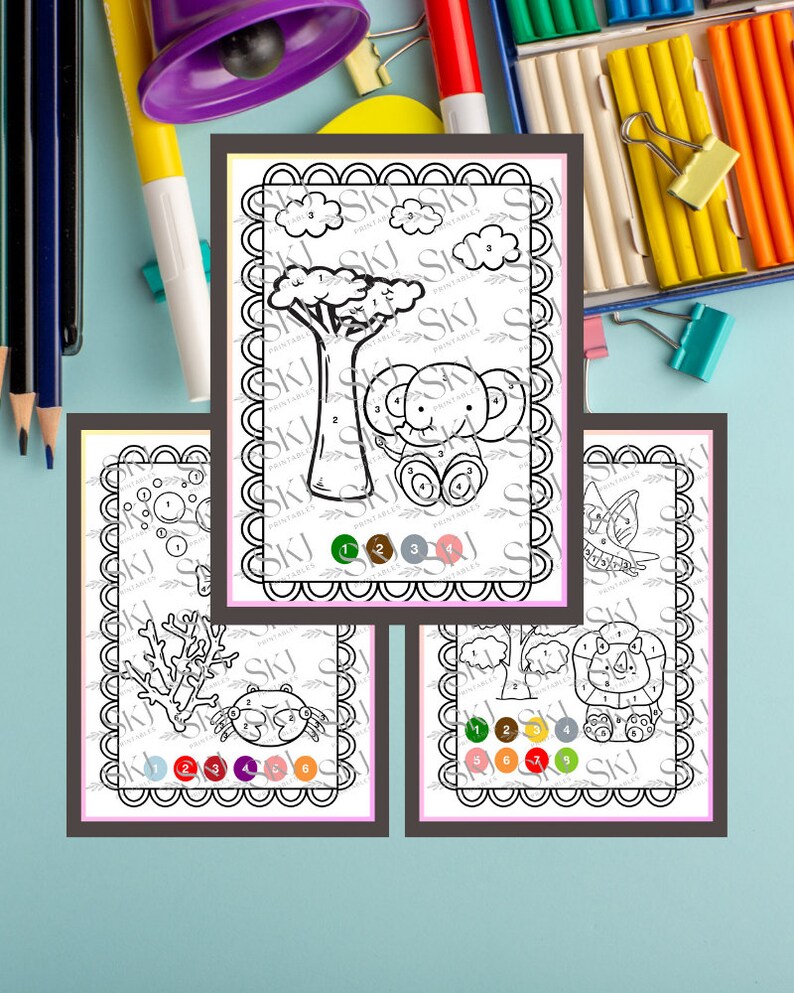 PRINTABLE Color-by-number Coloring Pages for Boys and Girls - Digital ...