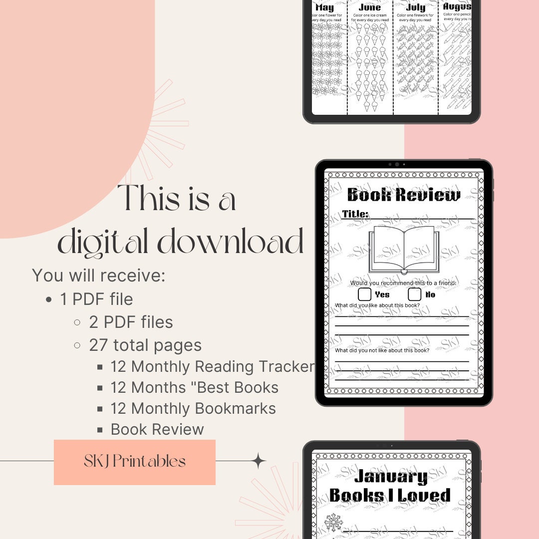 PRINTABLE Monthly Reading Log, Monthly Book Tracker, Daily Reading ...