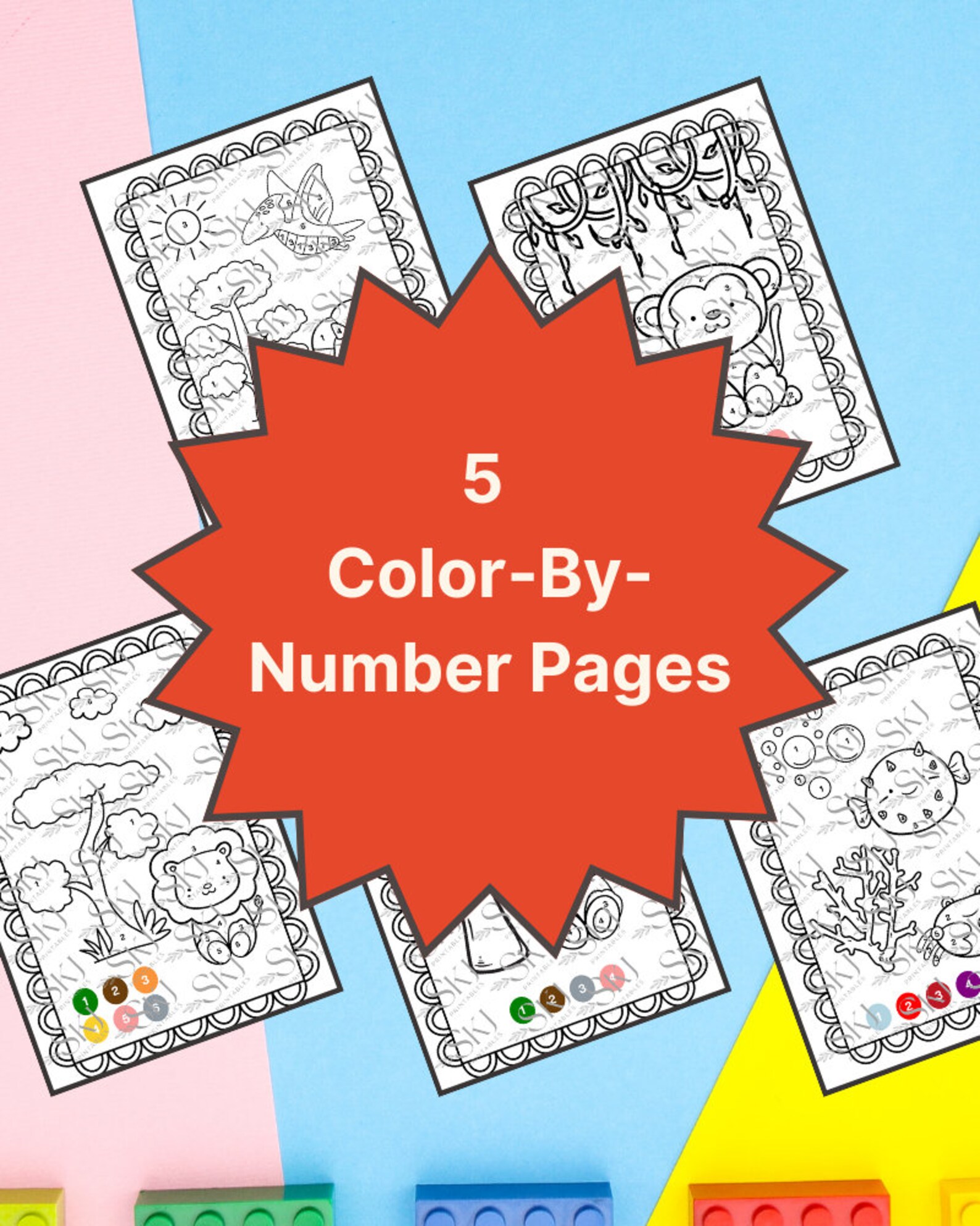 PRINTABLE Color-by-number Coloring Pages for Boys and Girls - Digital ...