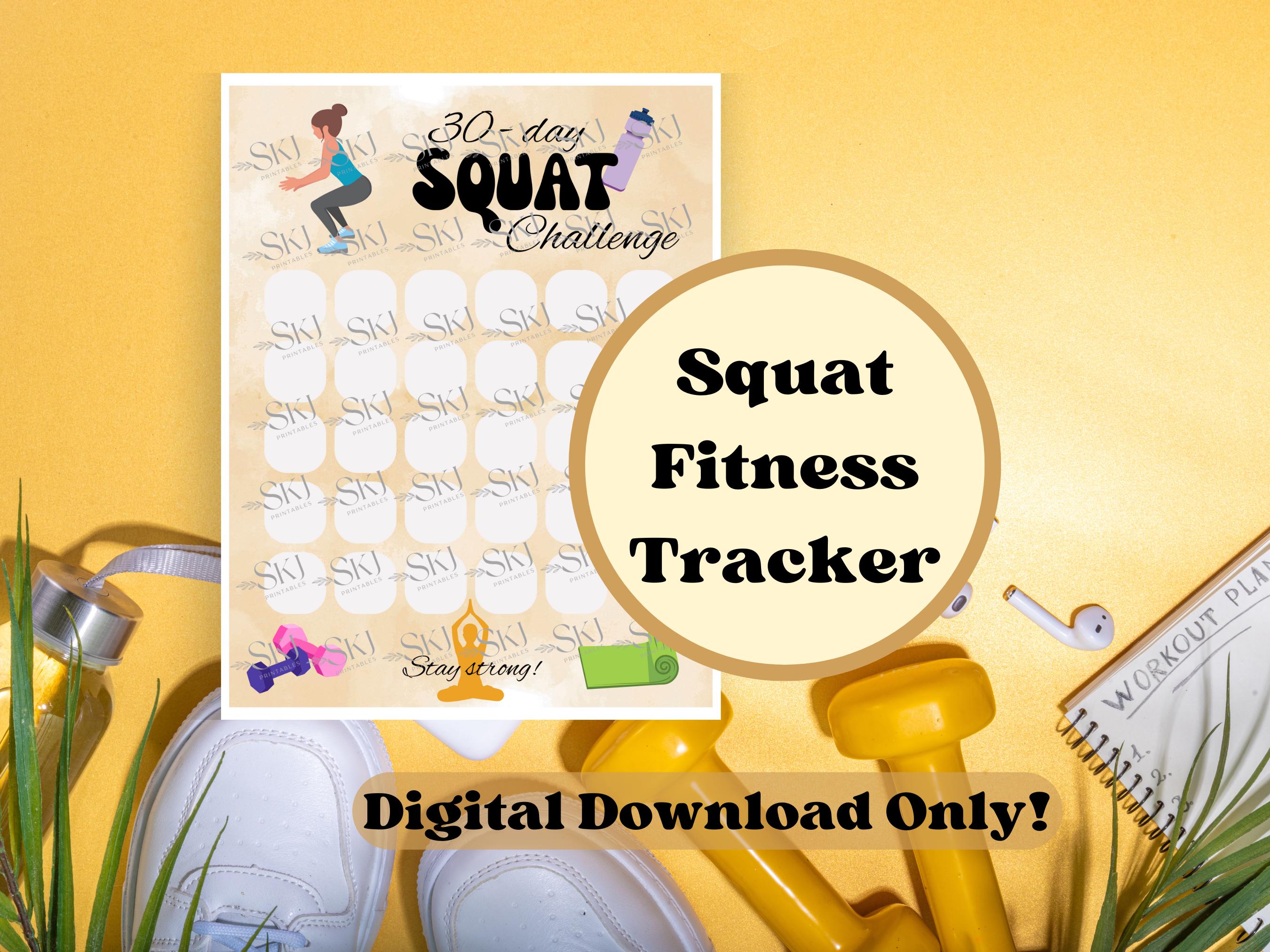 PRINTABLE Squat Fitness Challenge, Fitness Tracker Challenge PDF, Squat ...