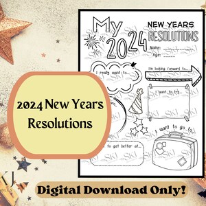 PRINTABLE 2024 New Years Resolutions Worksheet, New Year's Activity for ...