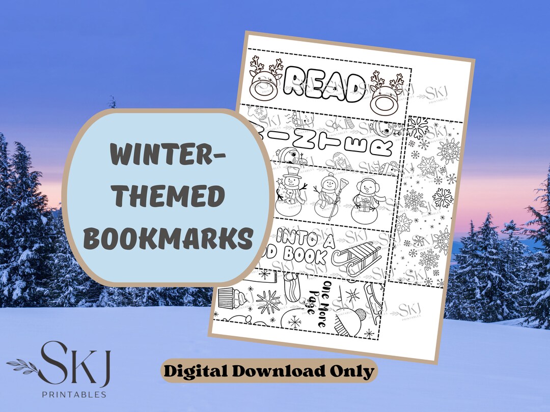 PRINTABLE Winter-themed Bookmarks, Coloring Bookmarks, Snowflake ...