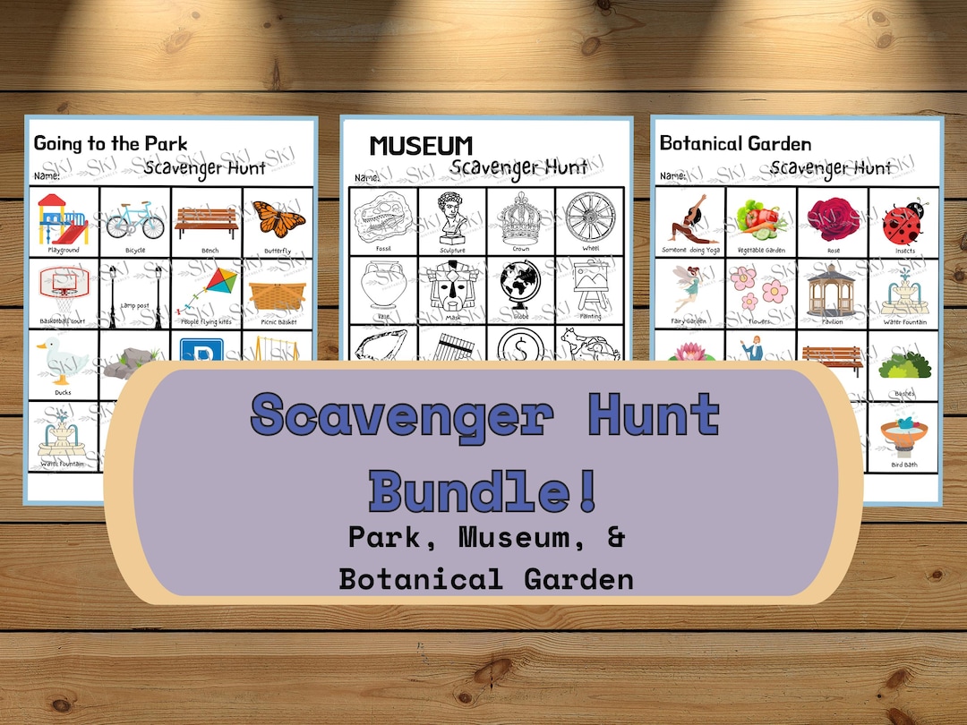 PRINTABLE Scavenger Hunt Bundle, Park Day Scavenger Hunt, Museum Trip ...