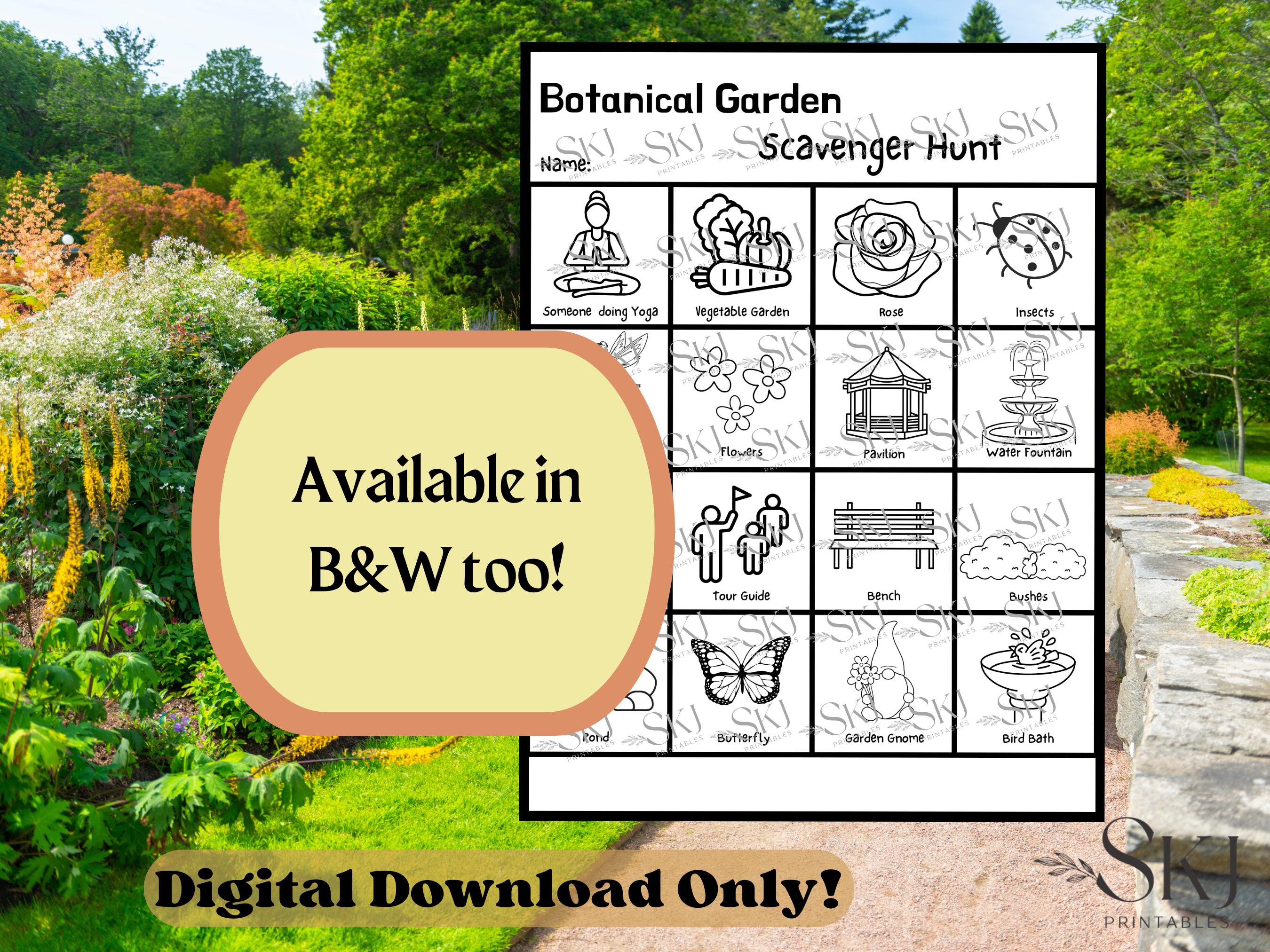 PRINTABLE Botanical Garden Scavenger Hunt Worksheet - Field Trip ...