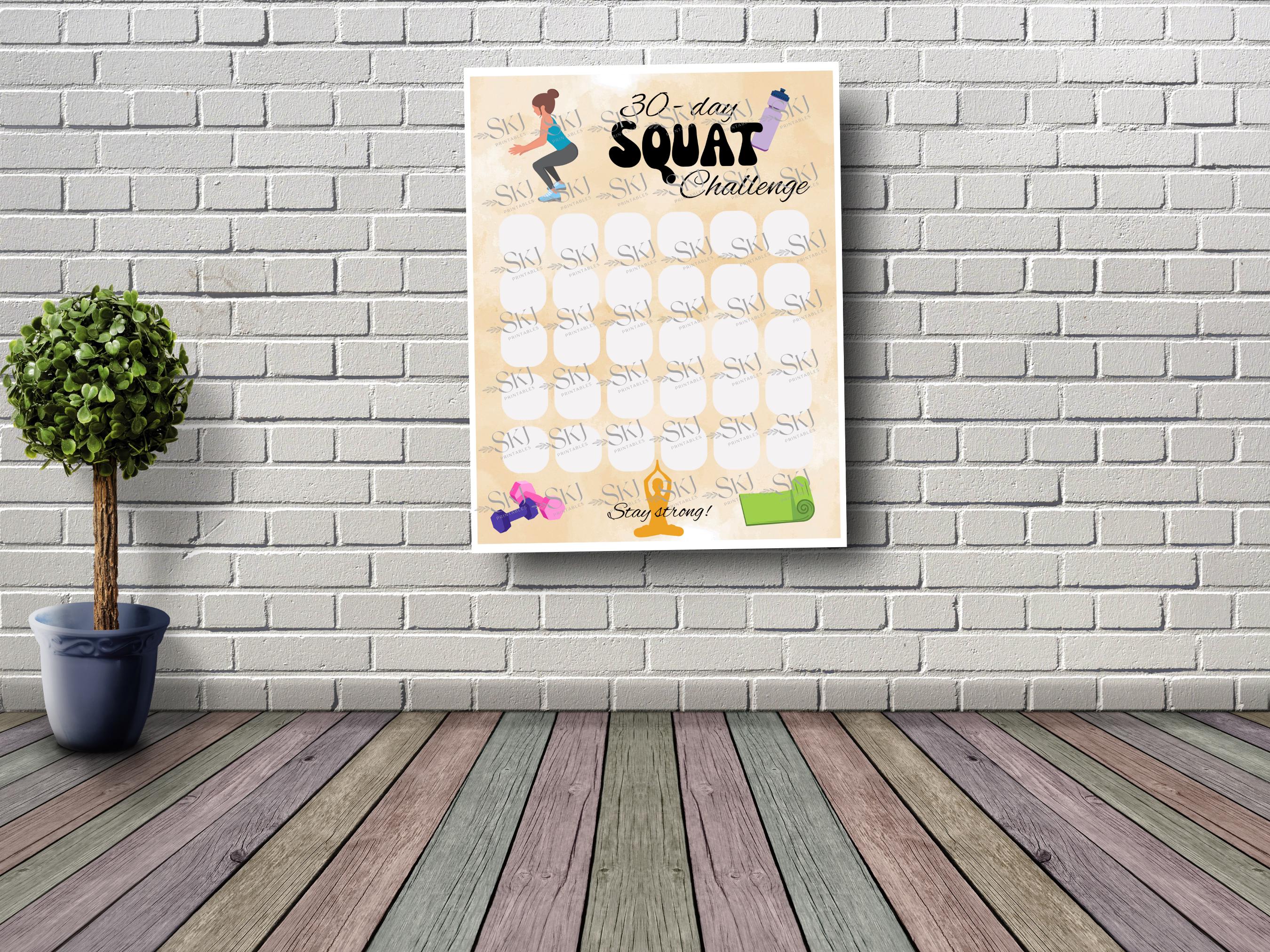 PRINTABLE Squat Fitness Challenge, Fitness Tracker Challenge PDF, Squat ...