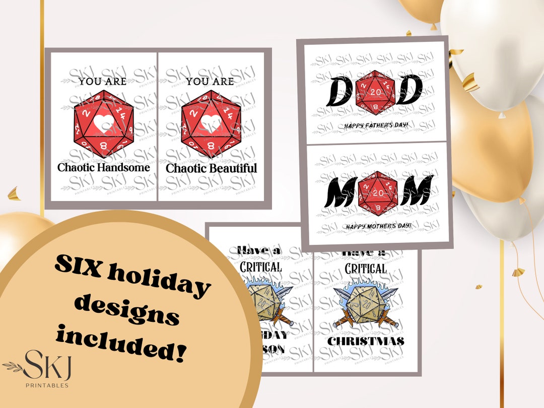 PRINTABLE Fantasy RPG Holiday Cards - TTRPG Holiday Cards - Valentine's ...