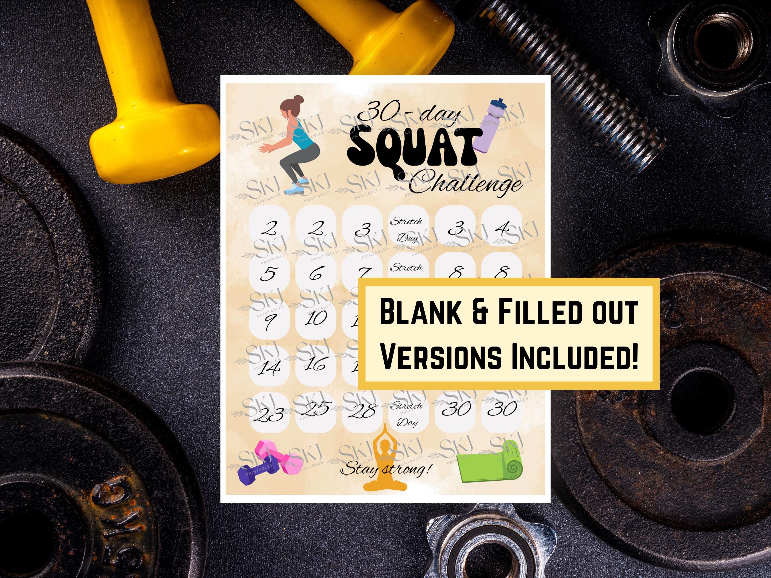 PRINTABLE Squat Fitness Challenge, Fitness Tracker Challenge PDF, Squat ...