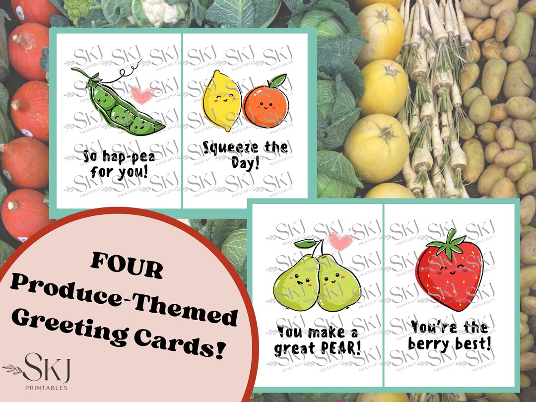 PRINTABLE Produce-themed Greeting Cards - Pun Greeting Cards ...