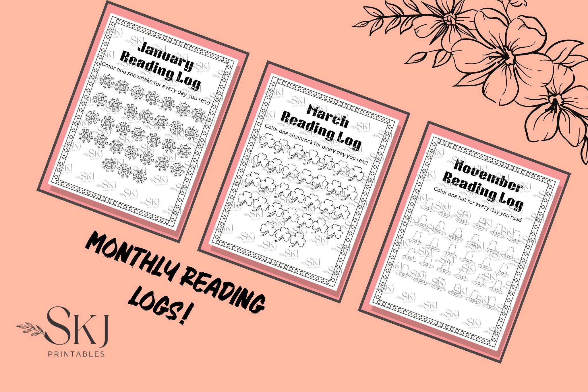 PRINTABLE Monthly Reading Log, Monthly Book Tracker, Daily Reading ...