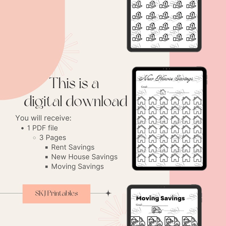 PRINTABLE BUNDLE New House / Moving Out Savings, Rent Savings Chart ...
