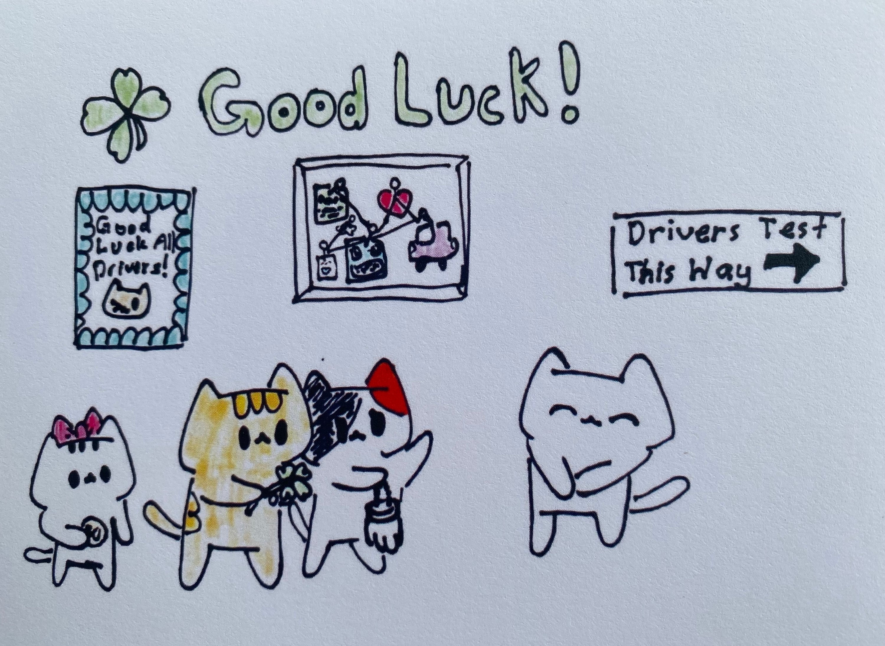 Cat good Luck Card Cute Kawaii Cats, Wishing Good Luck and Best Wishes ...